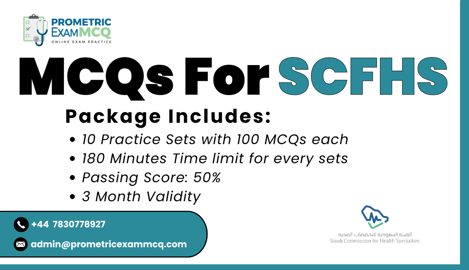 MCQs FOR SCFHS- Prometric MCQs 2025